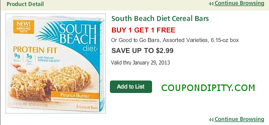 FREE South Beach Diet Bars plus Moneymaker!